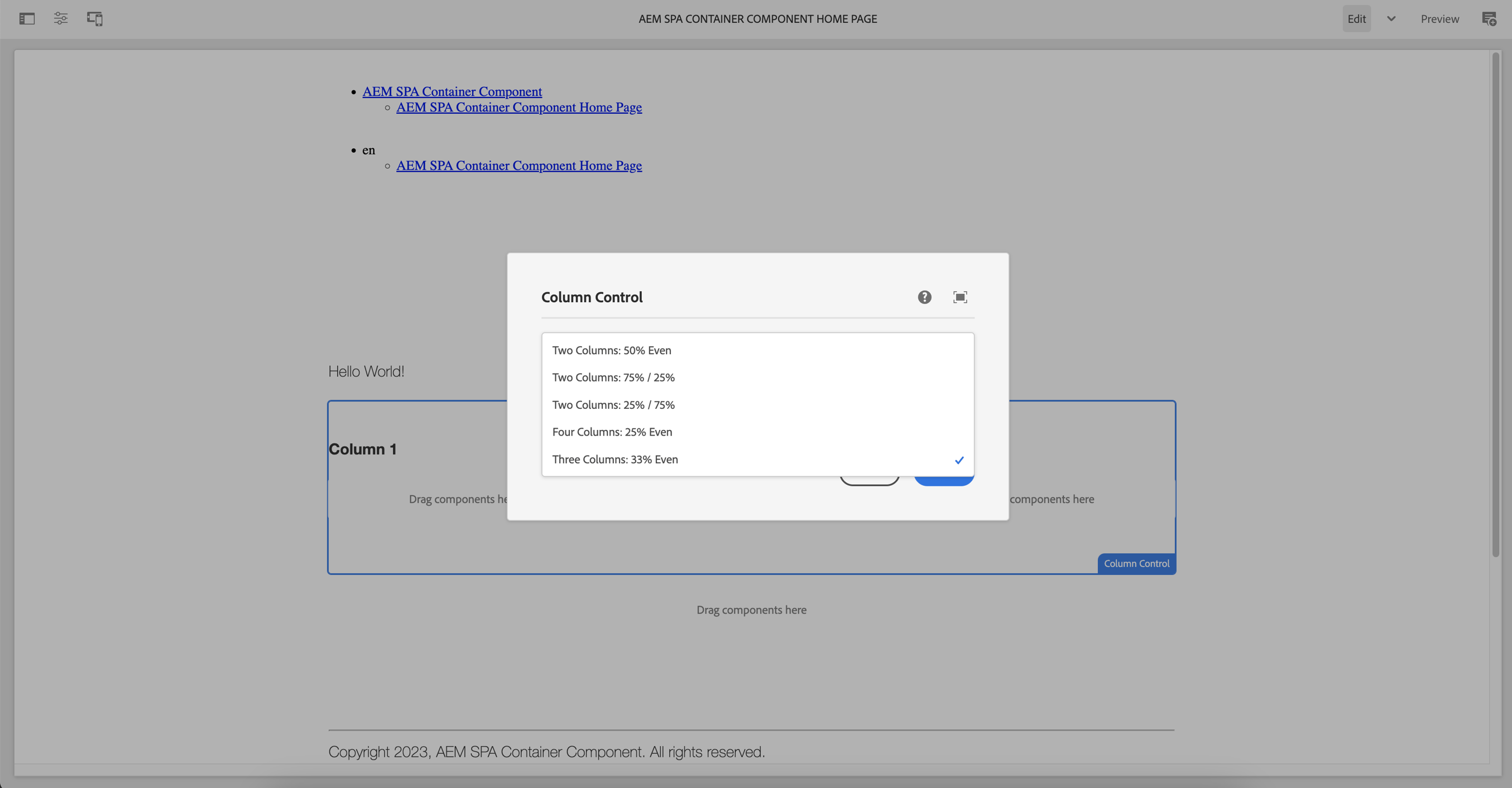 Implementing a Container Component (Column Control) in AEM SPA - React Implementing a Container Component (Column Control) in AEM SPA - React